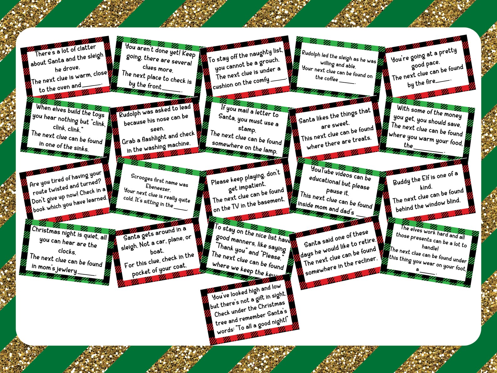 Indoor Christmas Treasure Hunt丨christmas Scavenger Hunt Cards丨christmas ...