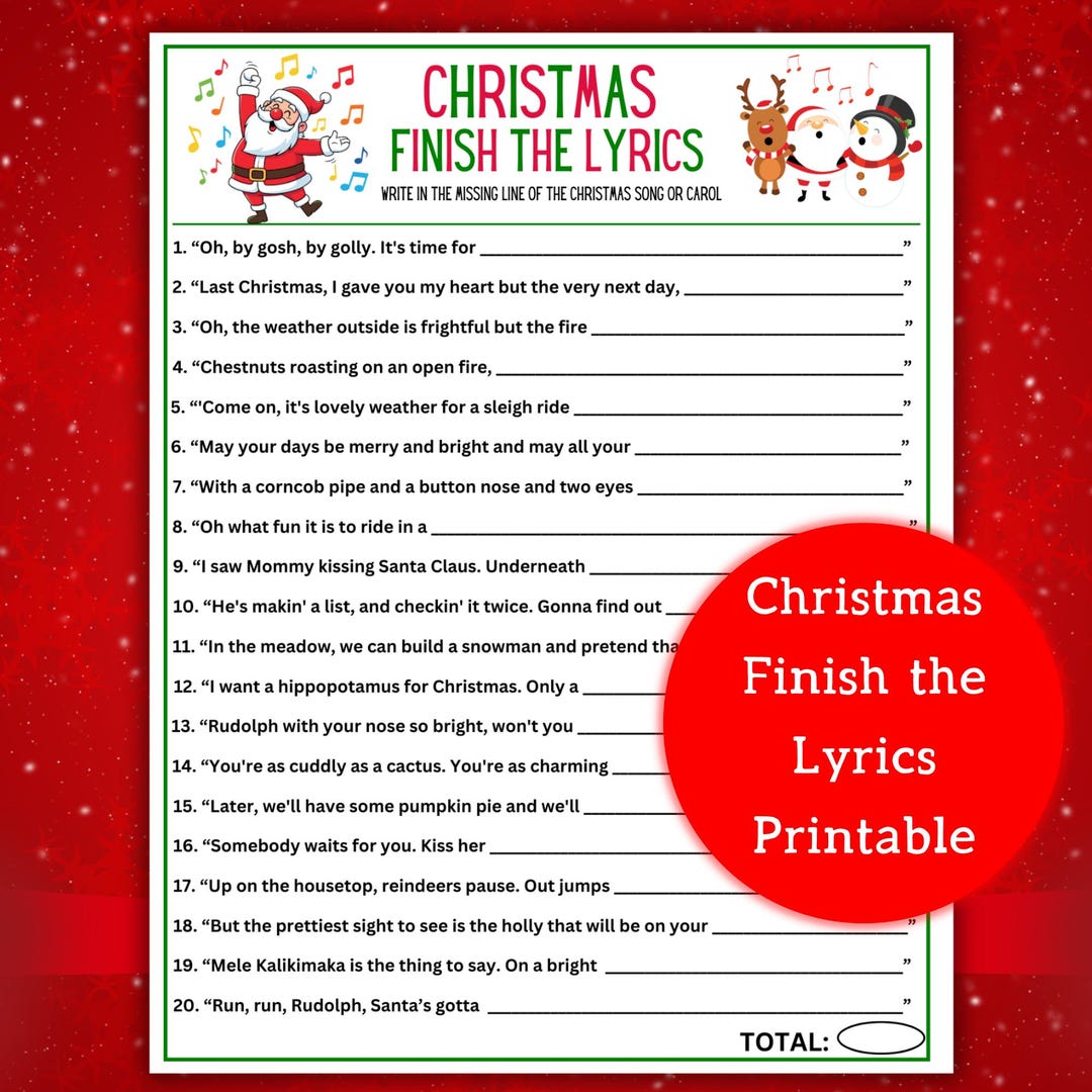 Christmas Finish the Lyrics Game | Christmas Song Game | Christmas Song ...