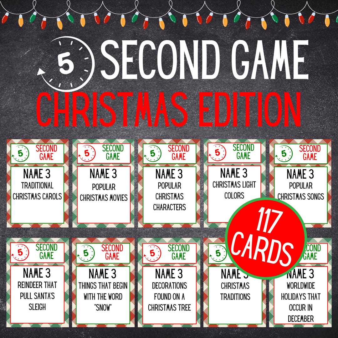Christmas 5 Second Game | Printable Christmas Game | Christmas Party ...