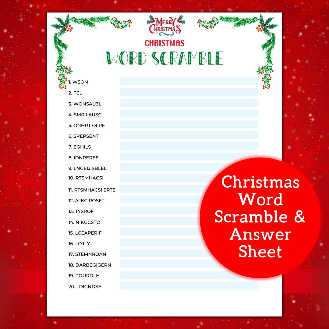 Christmas Word Scramble and Answers丨christmas Word Scramble Printable丨 ...