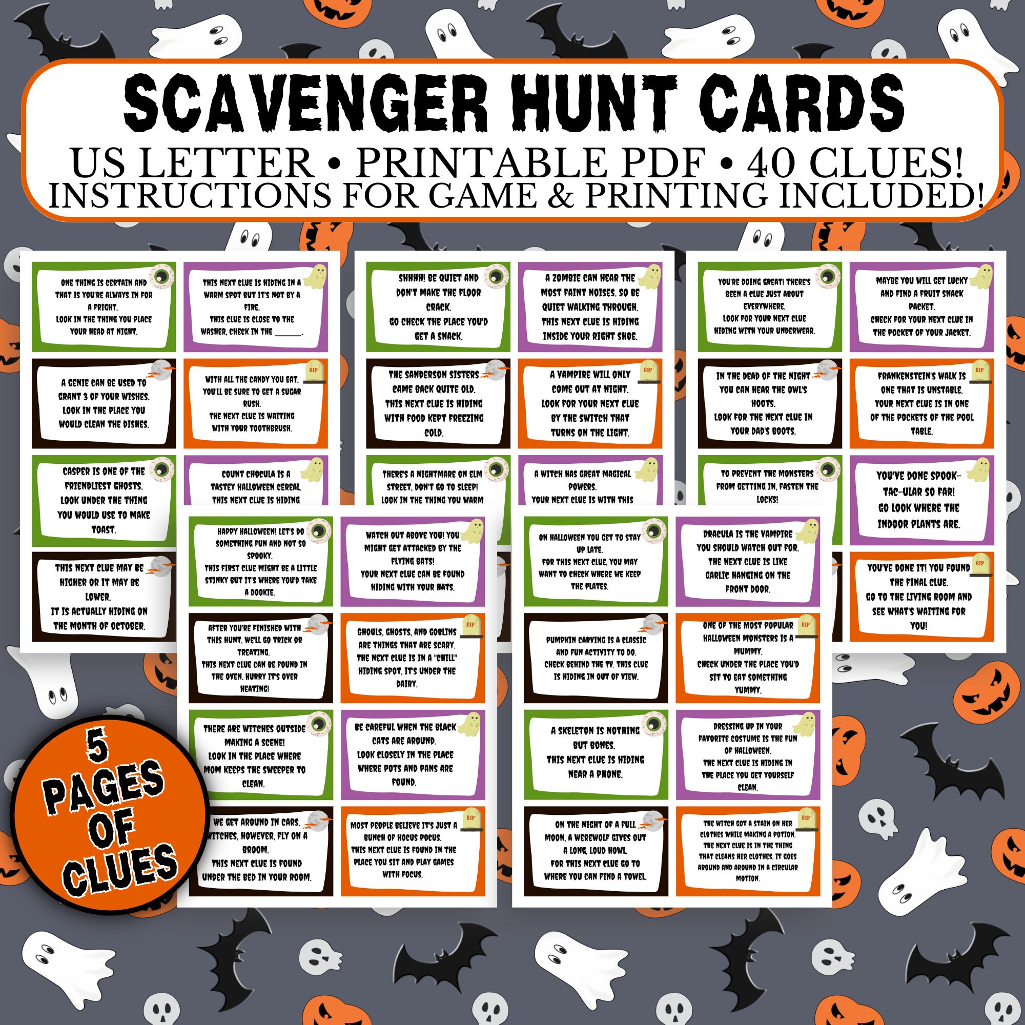 Halloween Scavenger Hunt | Indoor Treasure Hunt | Halloween Printable ...