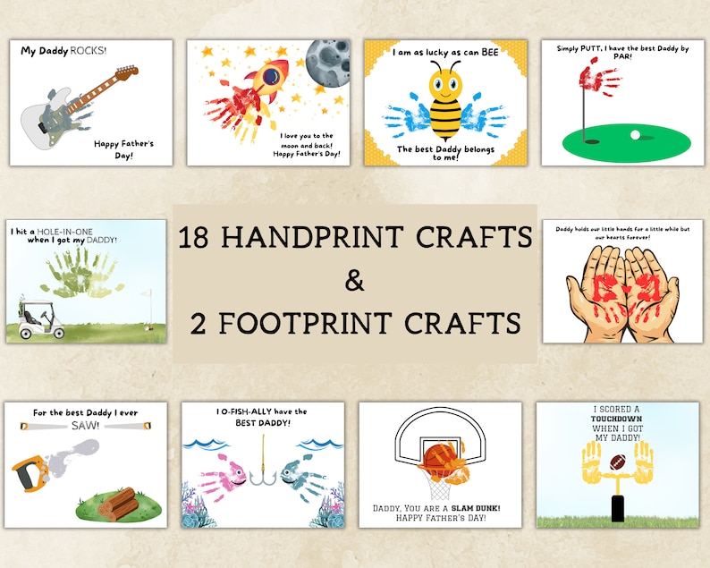 Fathers Day Handprint Craft Bundle Fathers Day Art Craft Printable ...