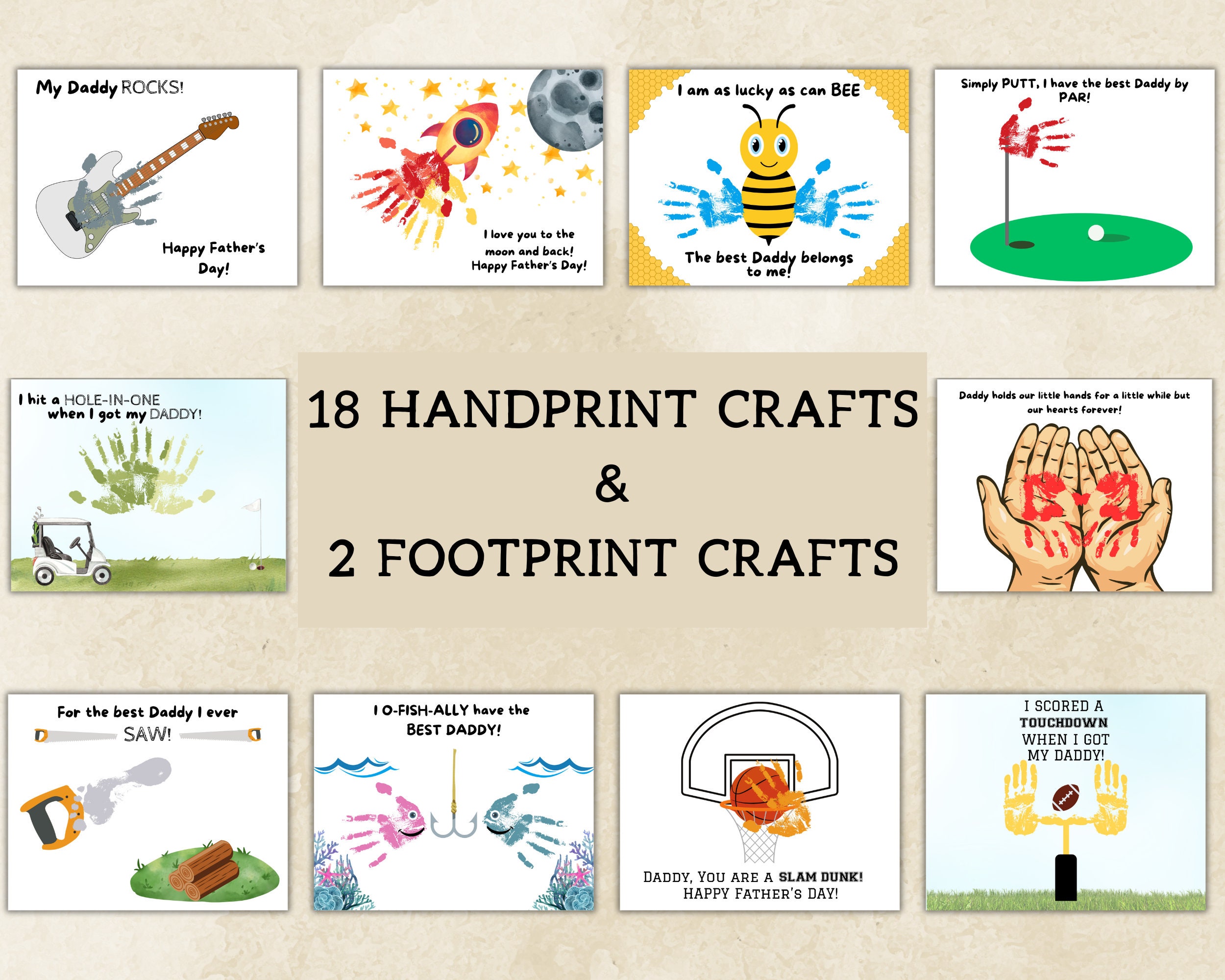 Fathers Day Handprint Craft Bundle Fathers Day Art Craft Printable ...