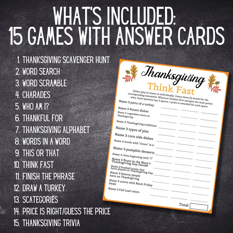 Thanksgiving Game Bundle, Thanksgiving Games Printable, Thanksgiving ...