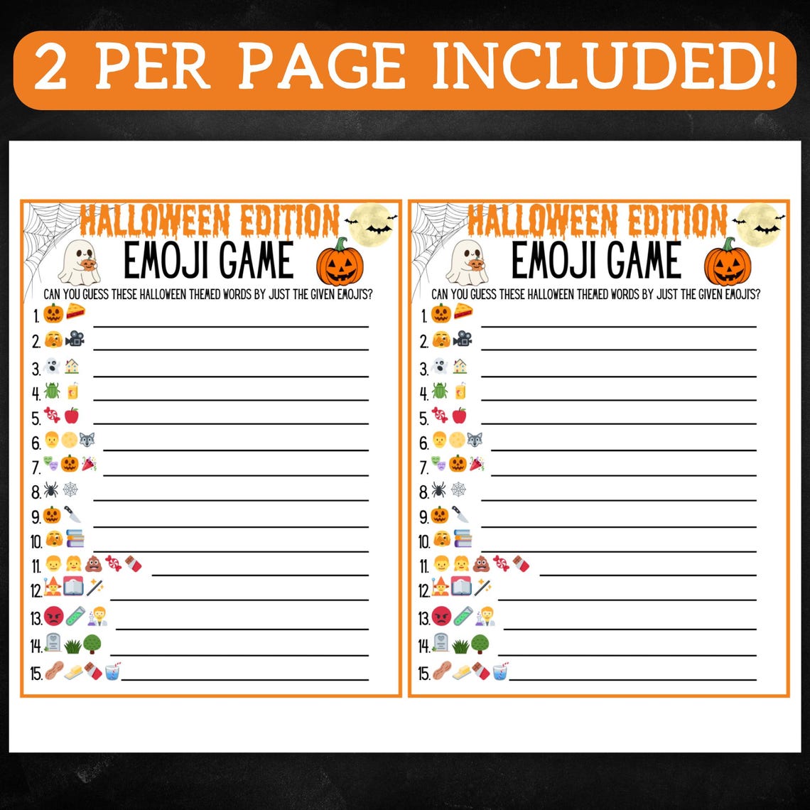 Halloween Emoji Game | Printable Halloween Games | Halloween Games for ...