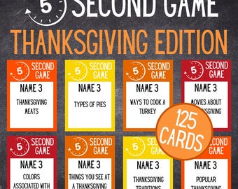 Thanksgiving 5 Second Game | Printable Thanksgiving Game | Thanksgiving ...