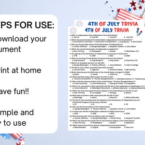 Printable USA Trivia Game | Independence Day Trivia Printable | 4th of ...
