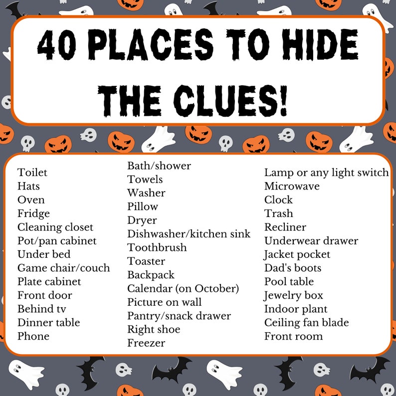 Halloween Scavenger Hunt | Indoor Treasure Hunt | Halloween Printable ...
