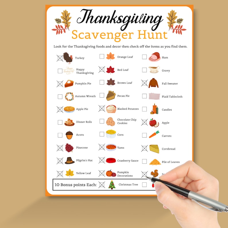 Thanksgiving Scavenger Hunt for Kids | Thanksgiving Scavenger Hunt ...