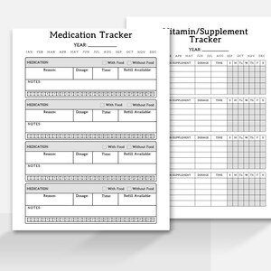 Medication Tracker Printable丨vitamin and Supplement Tracker丨medication ...