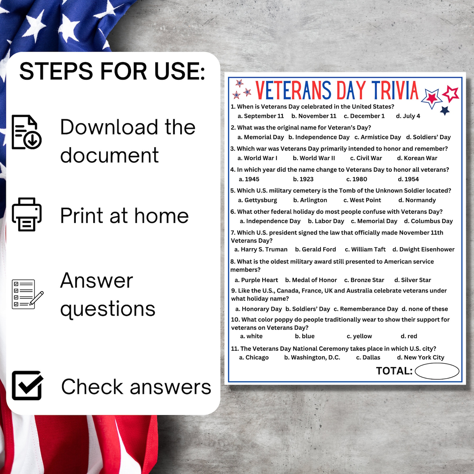 Veterans Day Trivia | Veterans Day Trivia Game | Veterans Day Questions ...