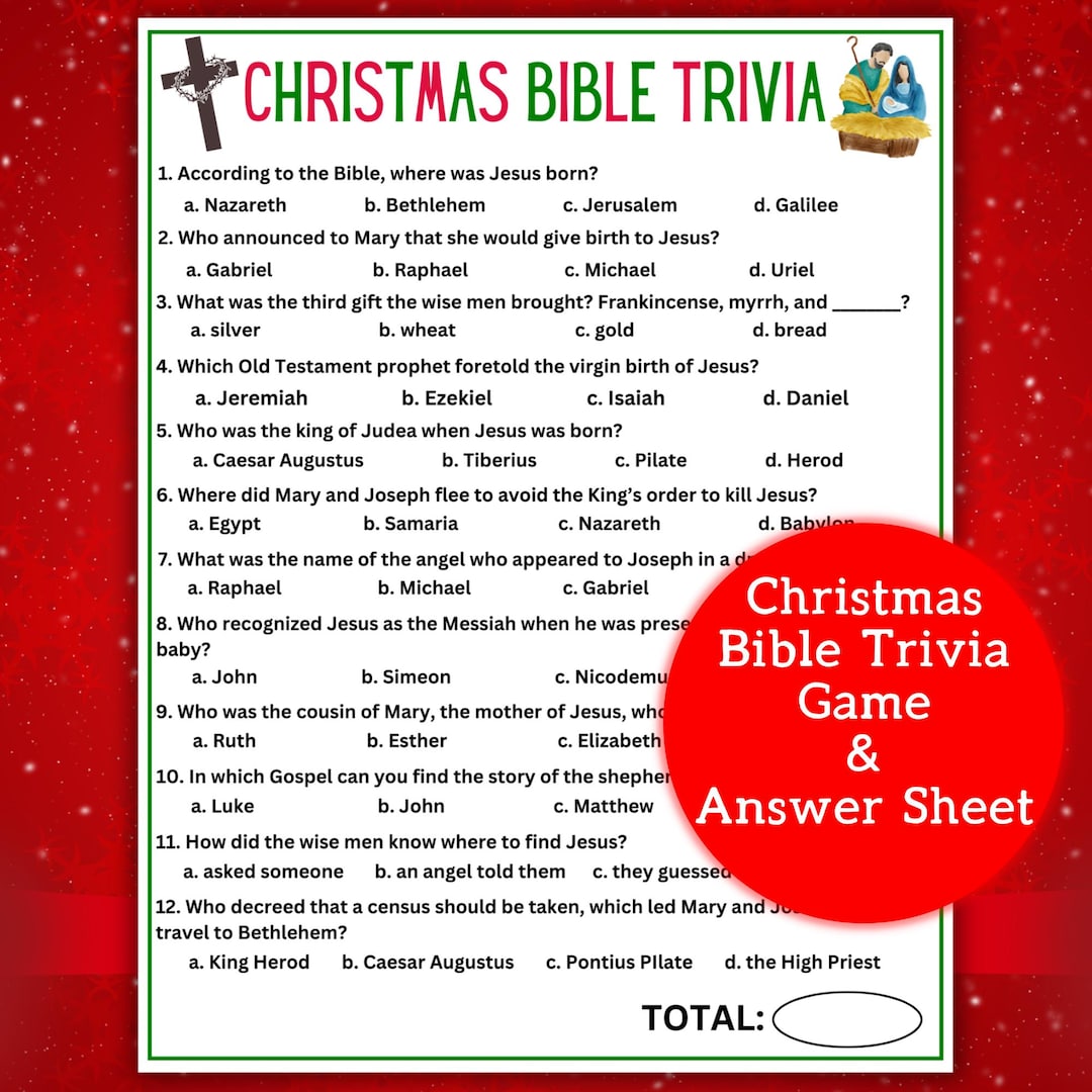 Christmas Bible Trivia Game丨printable Bible Trivia丨printable Christmas ...