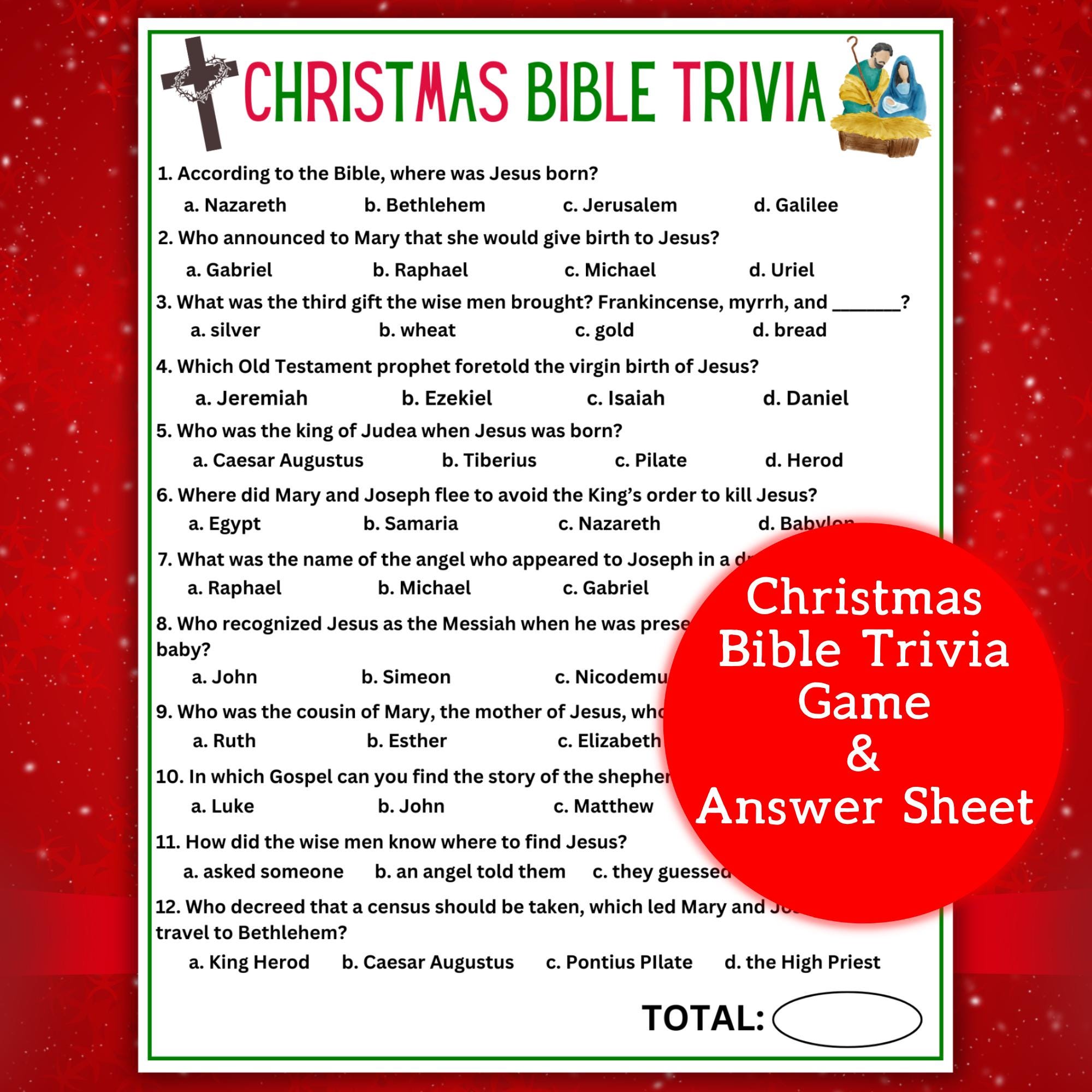 Christmas Bible Trivia Game丨printable Bible Trivia丨printable Christmas ...