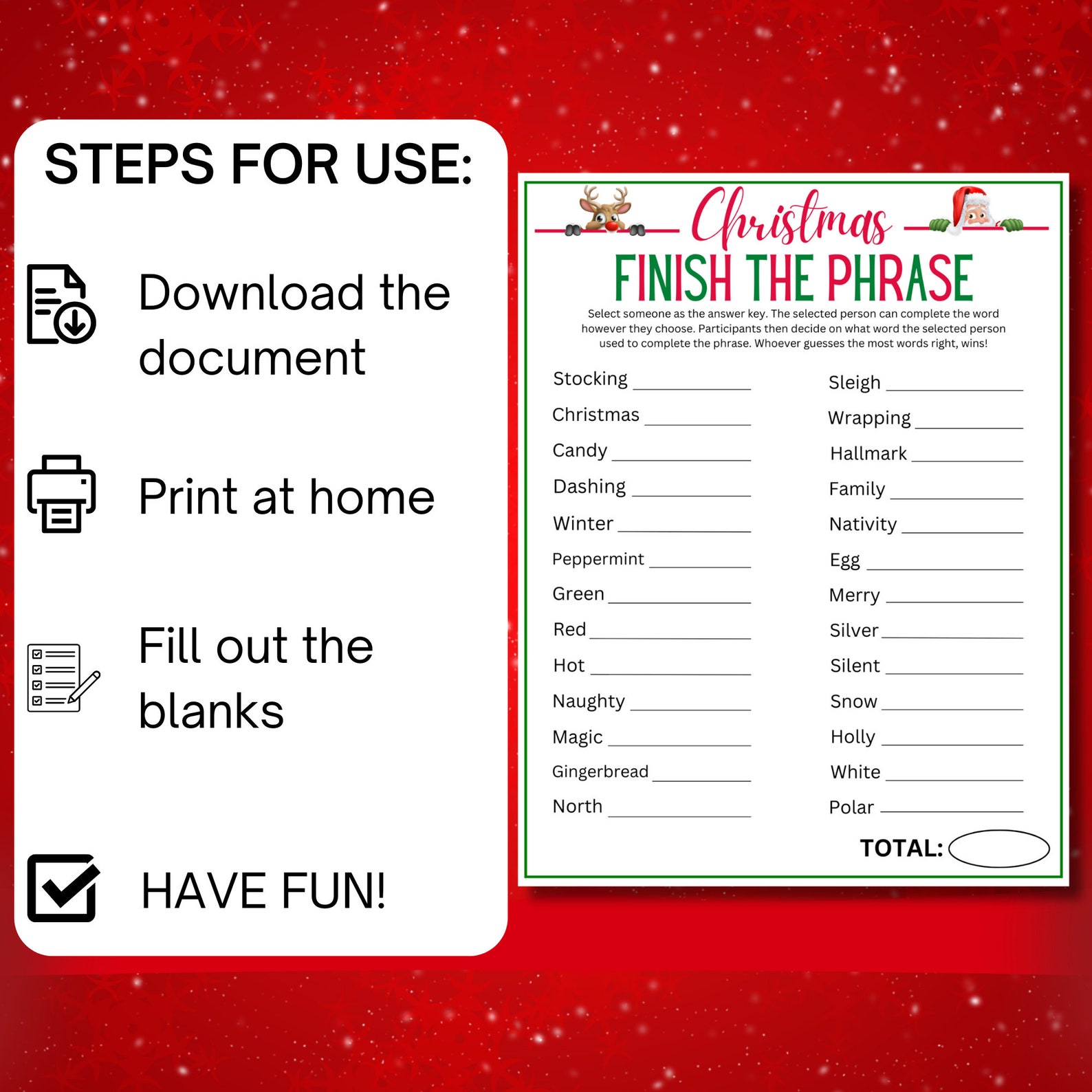 Christmas Finish the Phrase Finish the Phrase Christmas Game Printable ...