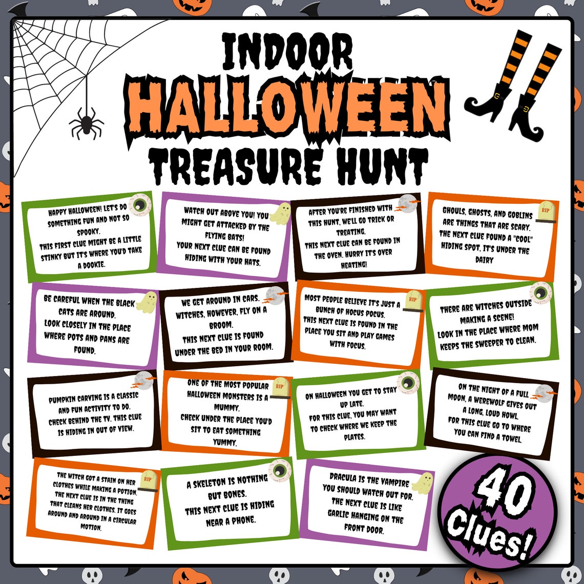 Indoor Halloween Scavenger Hunt Halloween Scavenger Hunt Clues ...