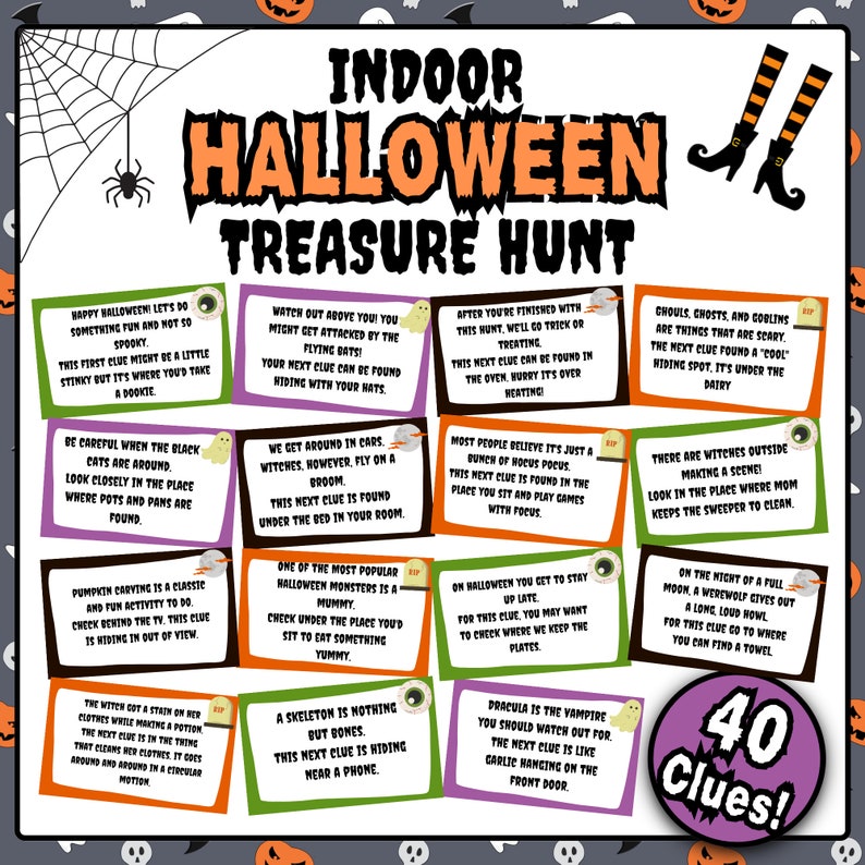 Indoor Halloween Scavenger Hunt Halloween Scavenger Hunt Clues ...