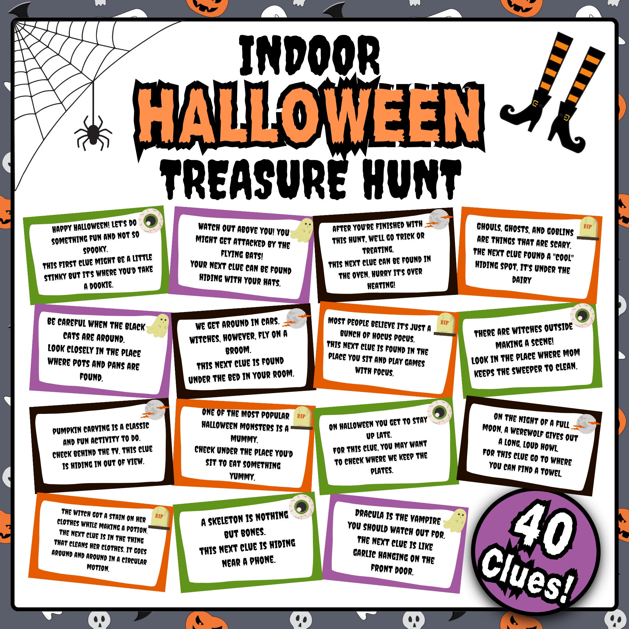 Indoor Halloween Scavenger Hunt Halloween Scavenger Hunt Clues ...