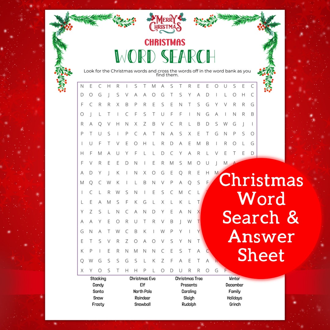 Christmas Word Search丨christmas Word Search for Kids Printable丨 ...