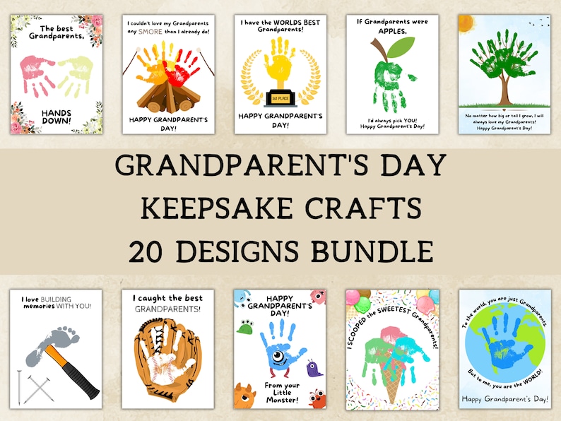Granparents Day Handprint Craft Bundle Grandparents Day Craft Printable ...