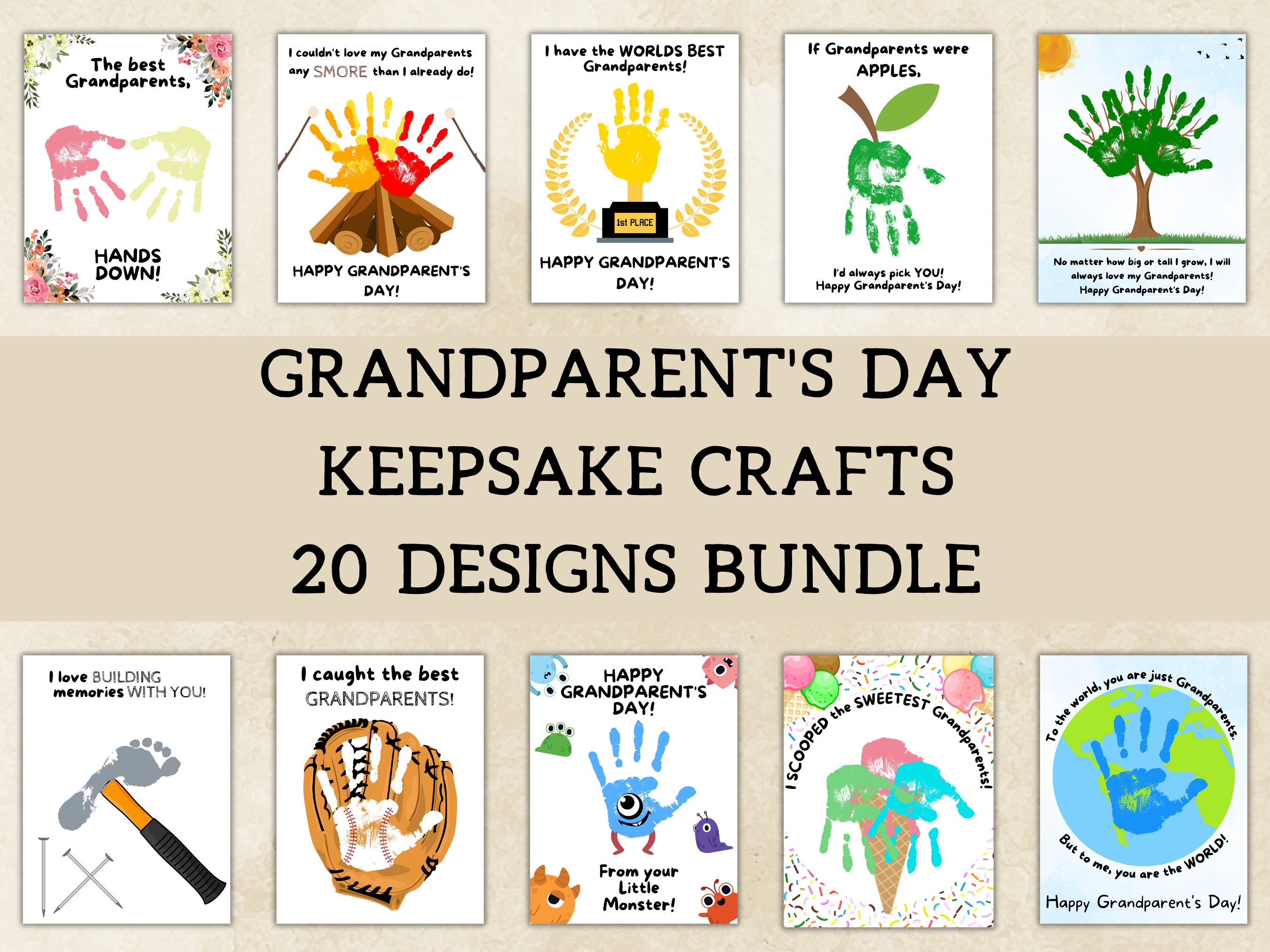 Granparents Day Handprint Craft Bundle Grandparents Day Craft Printable ...