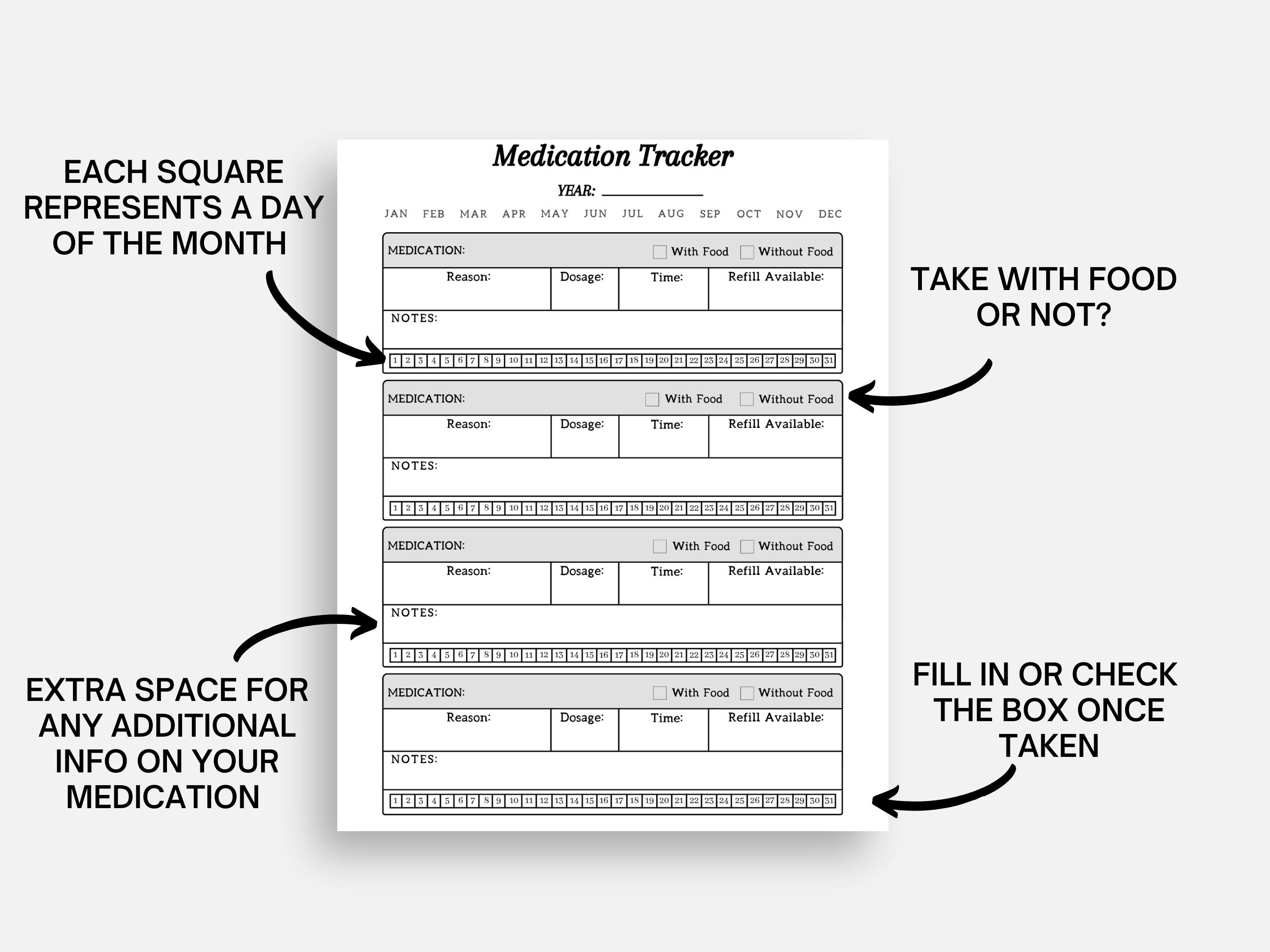 Medication Tracker Printable丨vitamin and Supplement Tracker丨medication ...