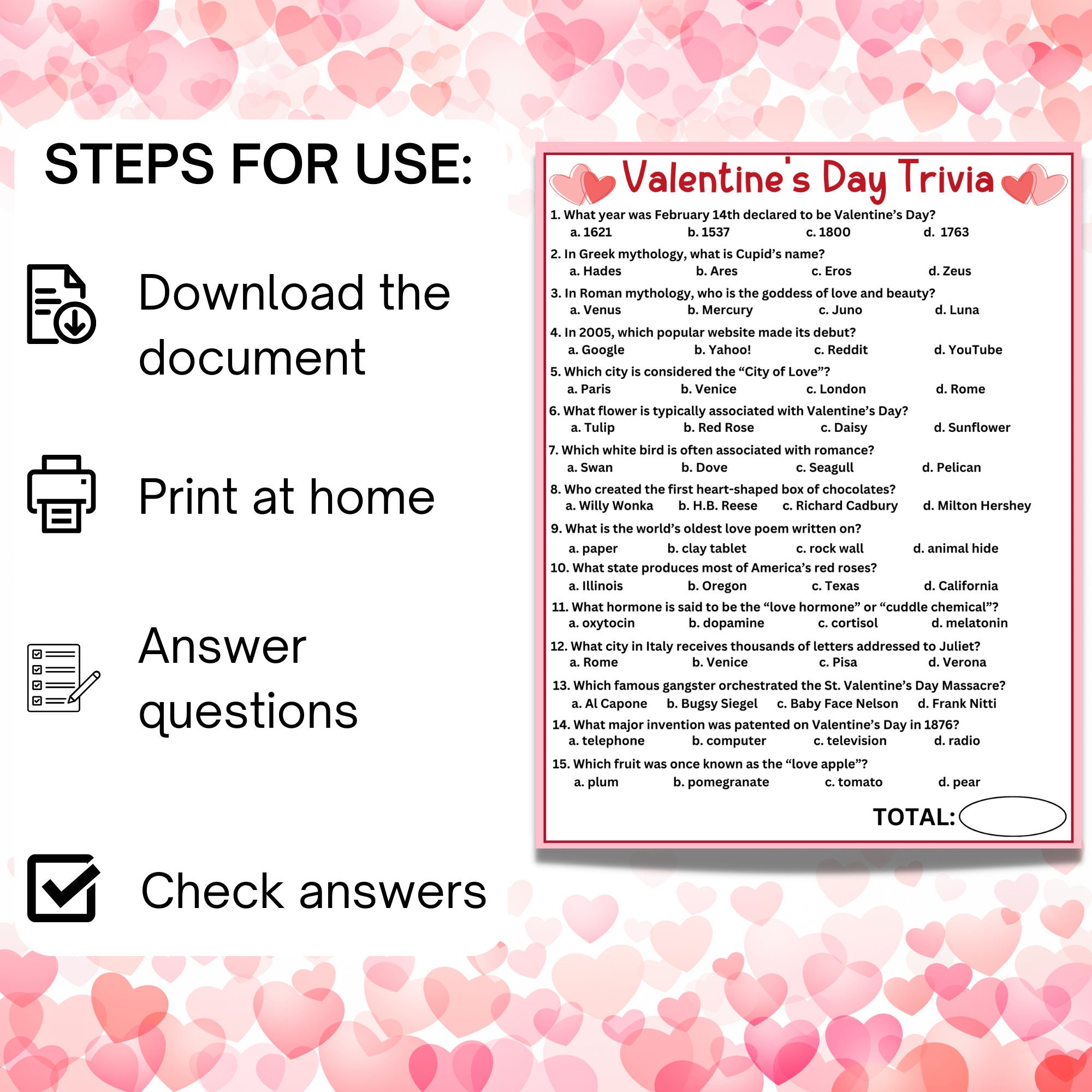 Valentines Day Trivia Game丨valentines Trivia Game丨valentines Day Game丨 ...