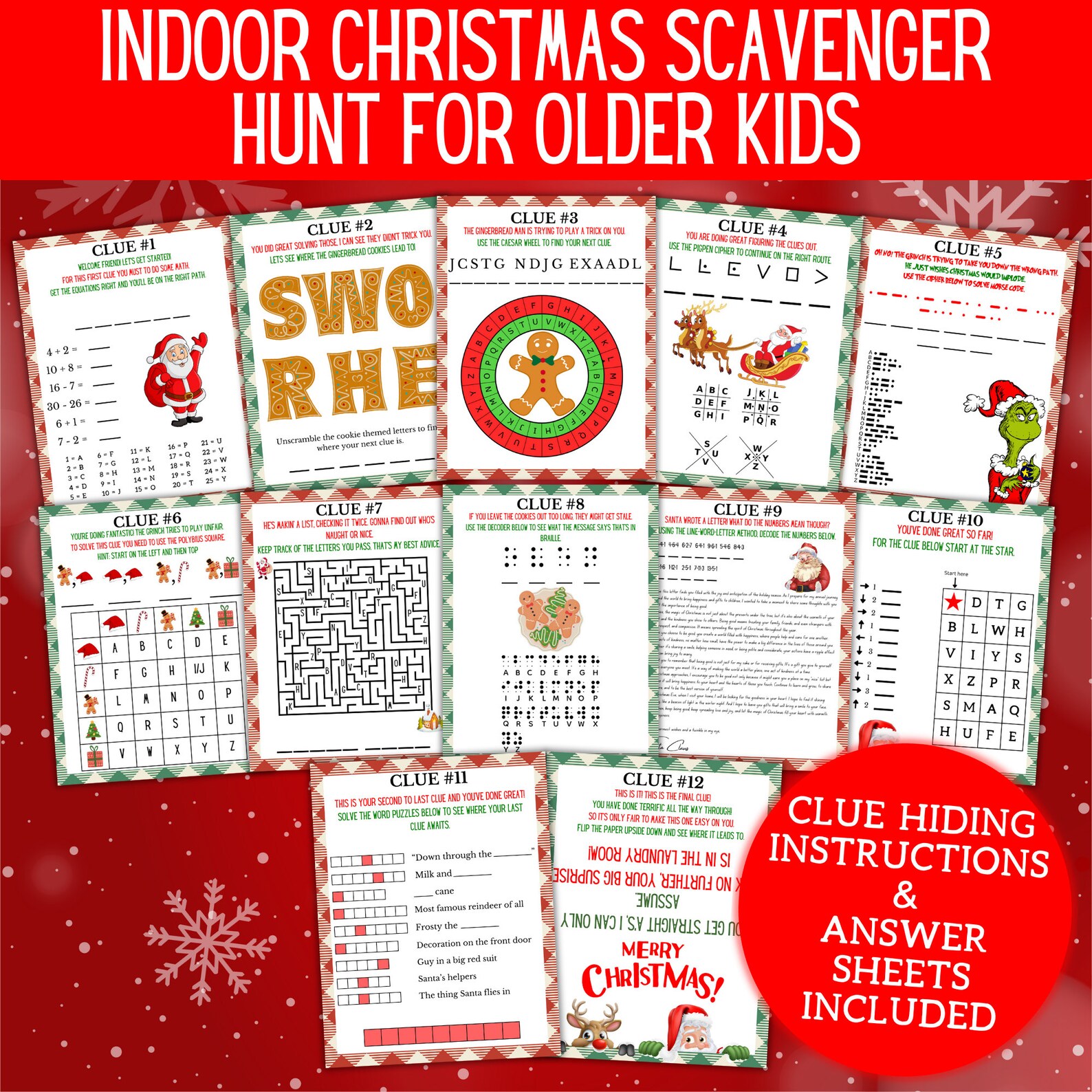 Indoor Christmas Treasure Hunt for Older Kids | Christmas Scavenger ...