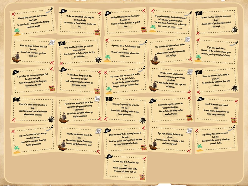 Indoor Birthday Treasure Hunt - Pirate Theme | Birthday Scavenger Hunt ...