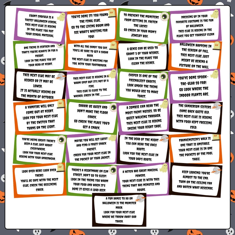 Halloween Scavenger Hunt | Indoor Treasure Hunt | Halloween Printable ...