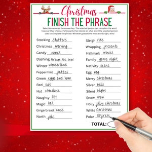 Christmas Finish the Phrase | Finish the Phrase Christmas Game ...