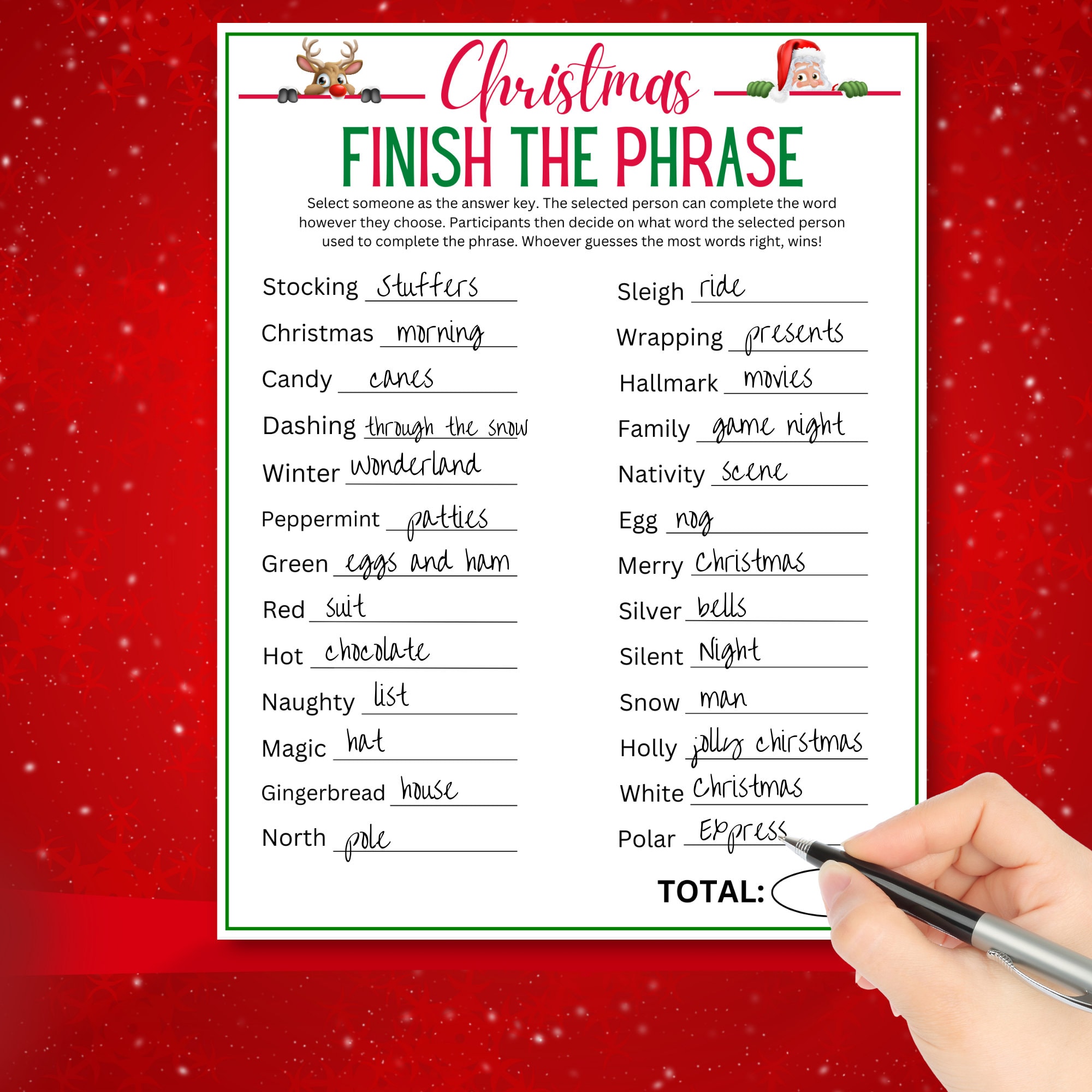 Christmas Finish the Phrase Finish the Phrase Christmas Game Printable ...