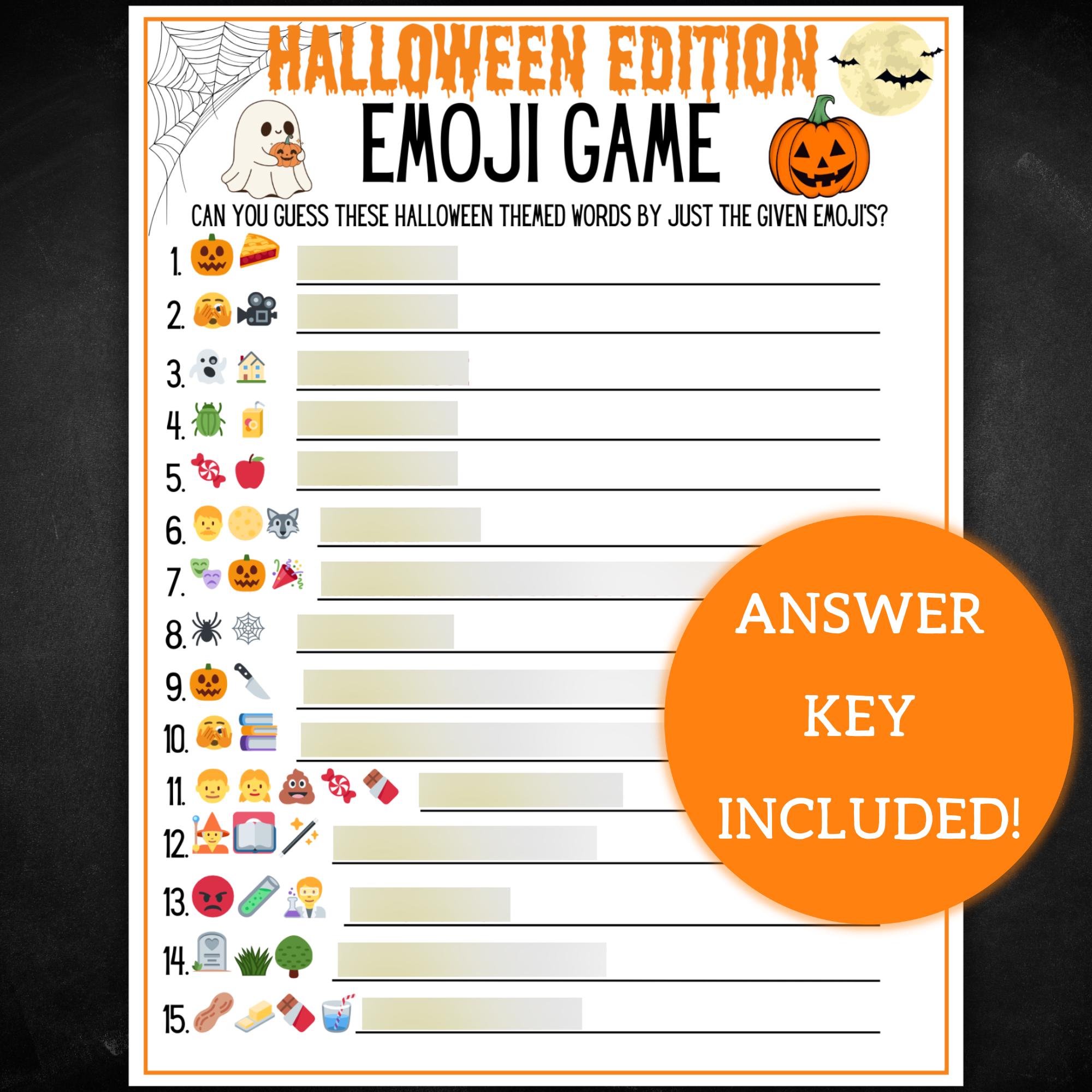 Halloween Emoji Game | Printable Halloween Games | Halloween Games for ...