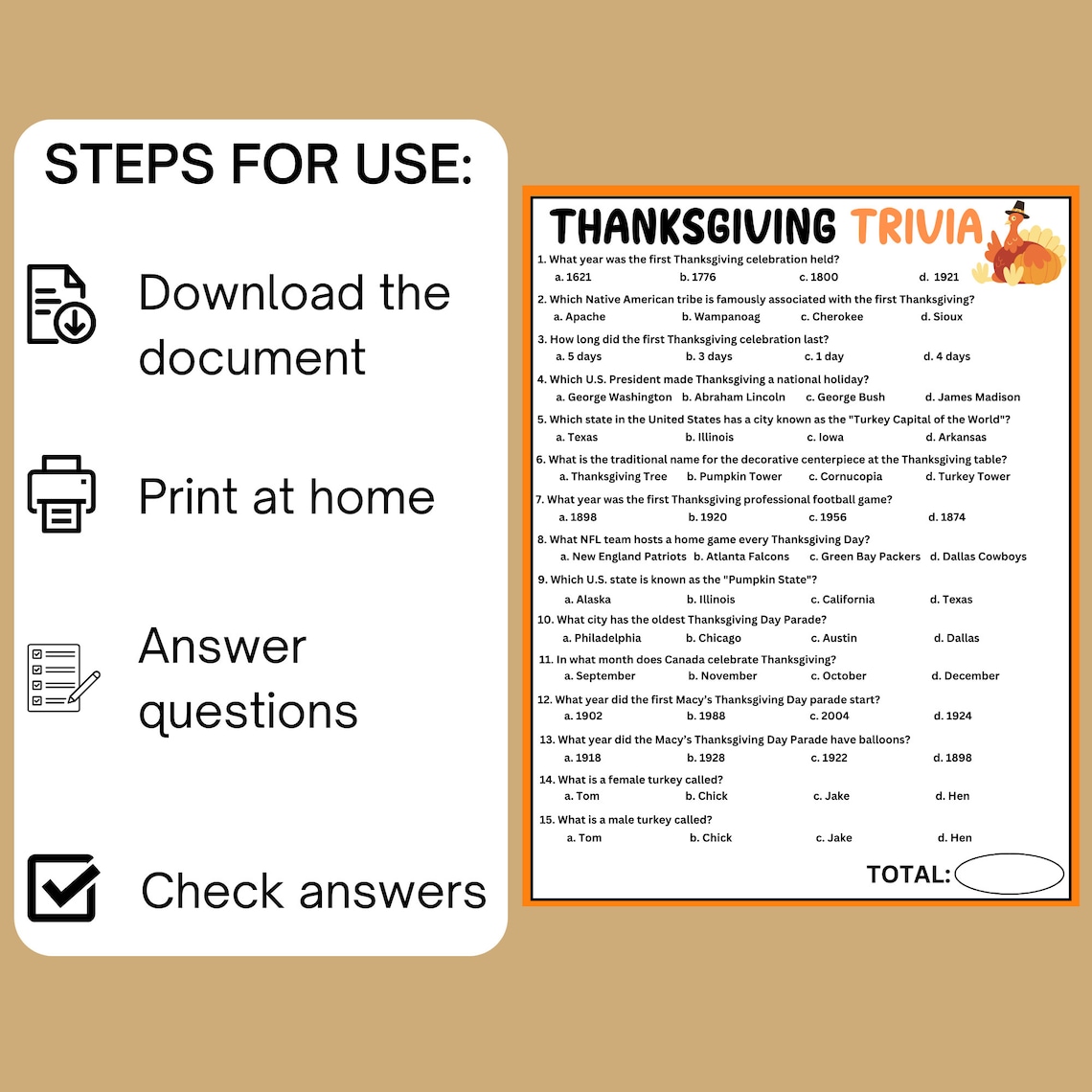 Thanksgiving Trivia | Thanksgiving Trivia Game | Thanksgiving Printable ...
