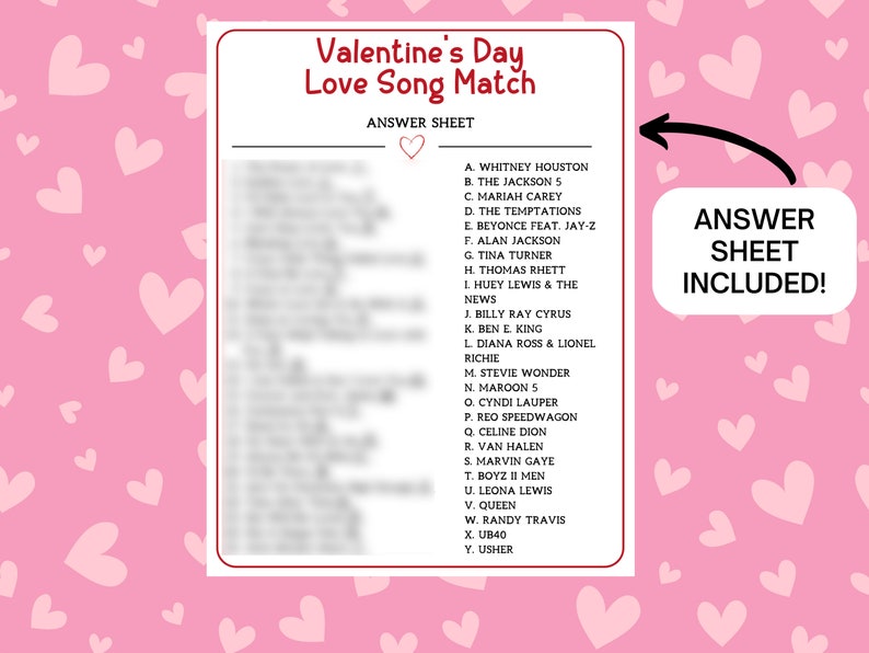 Valentine's Love Song Trivia Game丨love Song Match Game丨valentine's Day ...