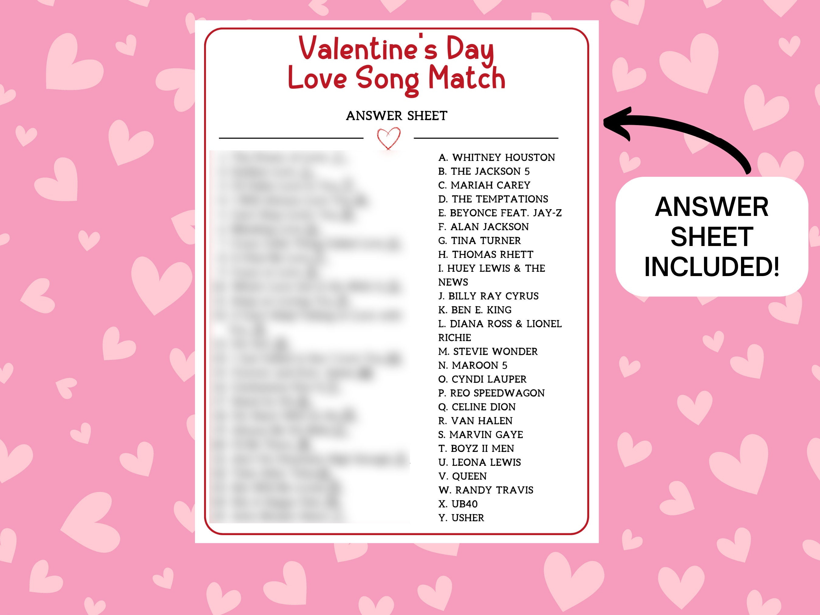 Valentine's Love Song Trivia Game丨love Song Match Game丨valentine's Day ...