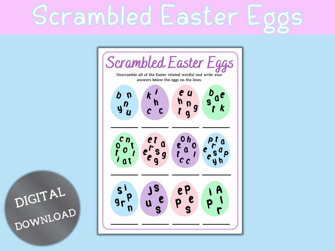 Printable Easter Game丨easter Word Scramble丨scrambled Eggs丨easter Party ...