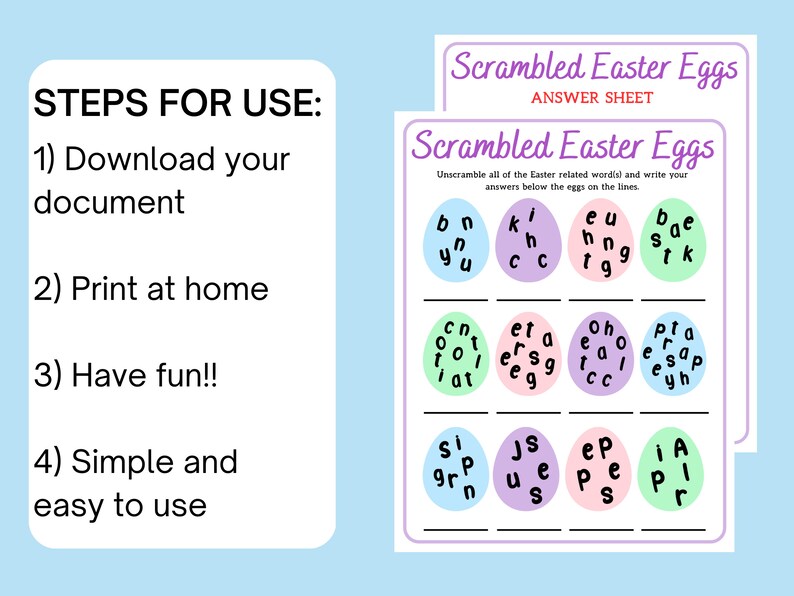 Printable Easter Game丨easter Word Scramble丨scrambled Eggs丨easter Party ...
