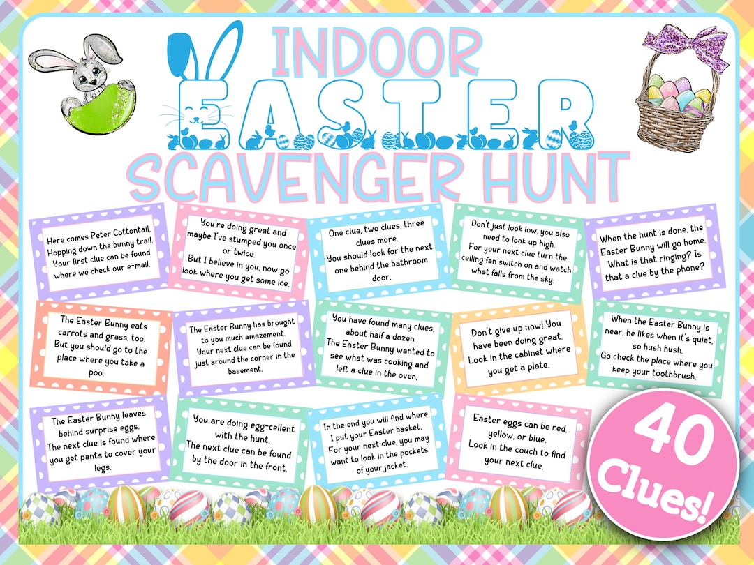 Indoor Easter Scavenger Hunt丨easter Egg Hunt Clues丨easter Treasure Hunt ...