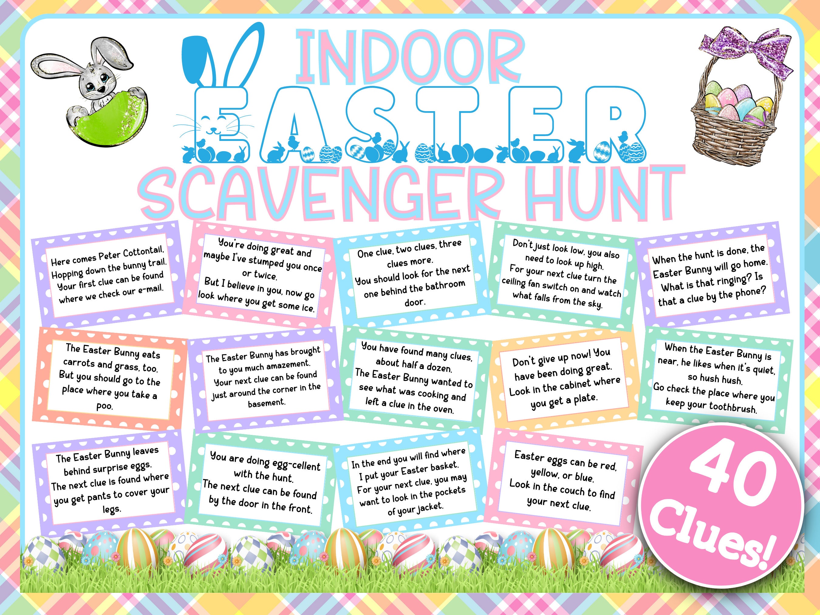 Indoor Easter Scavenger Hunt丨easter Egg Hunt Clues丨easter Treasure Hunt ...