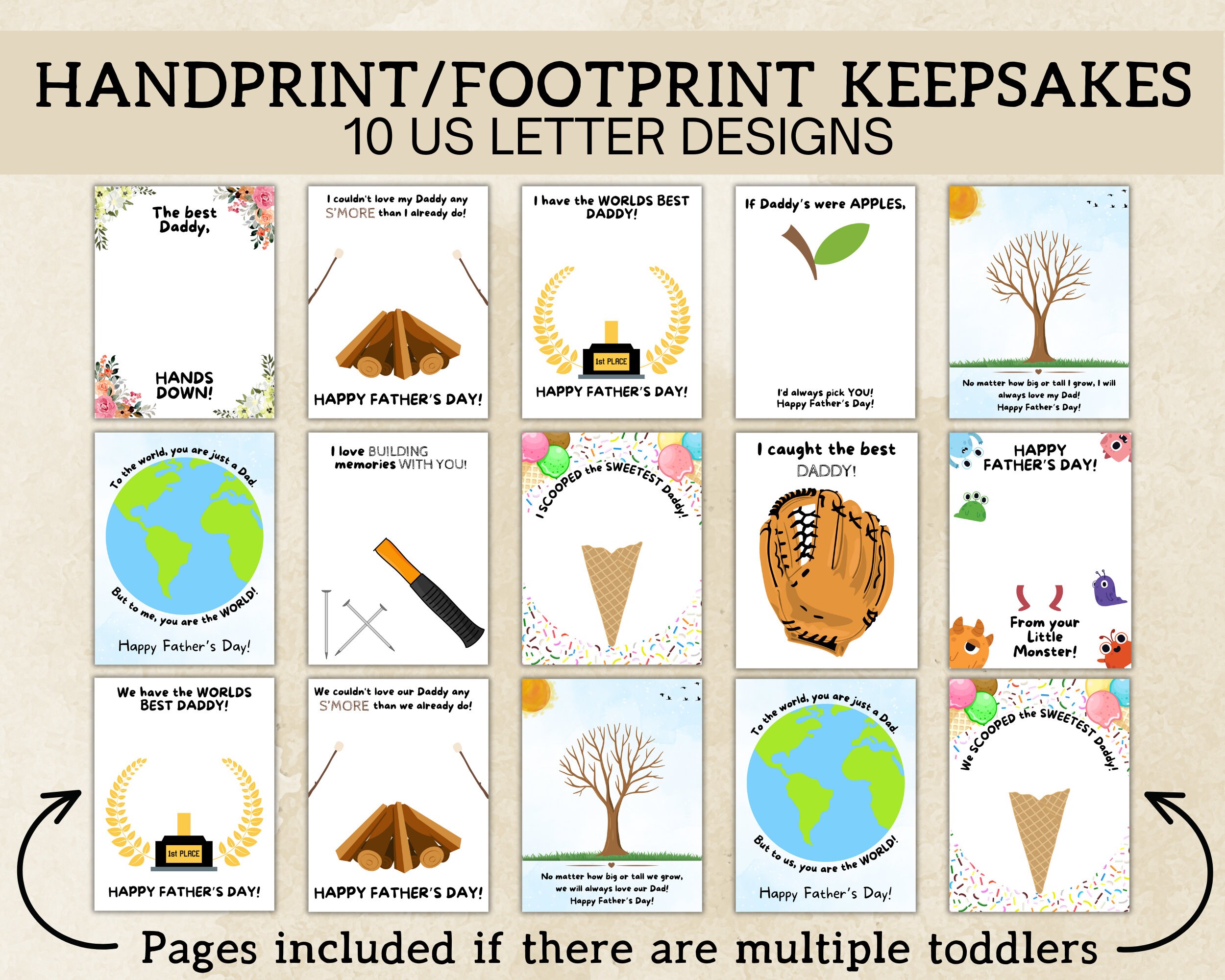 Fathers Day Handprint Craft Bundle Fathers Day Art Craft Printable ...