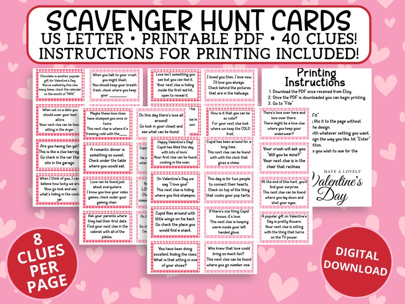 Indoor Valentines Day Scavenger Hunt丨valentines Treasure Hunt丨 ...