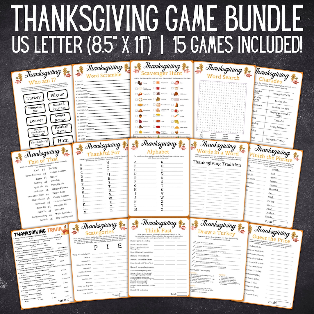 Thanksgiving Game Bundle, Thanksgiving Games Printable, Thanksgiving ...