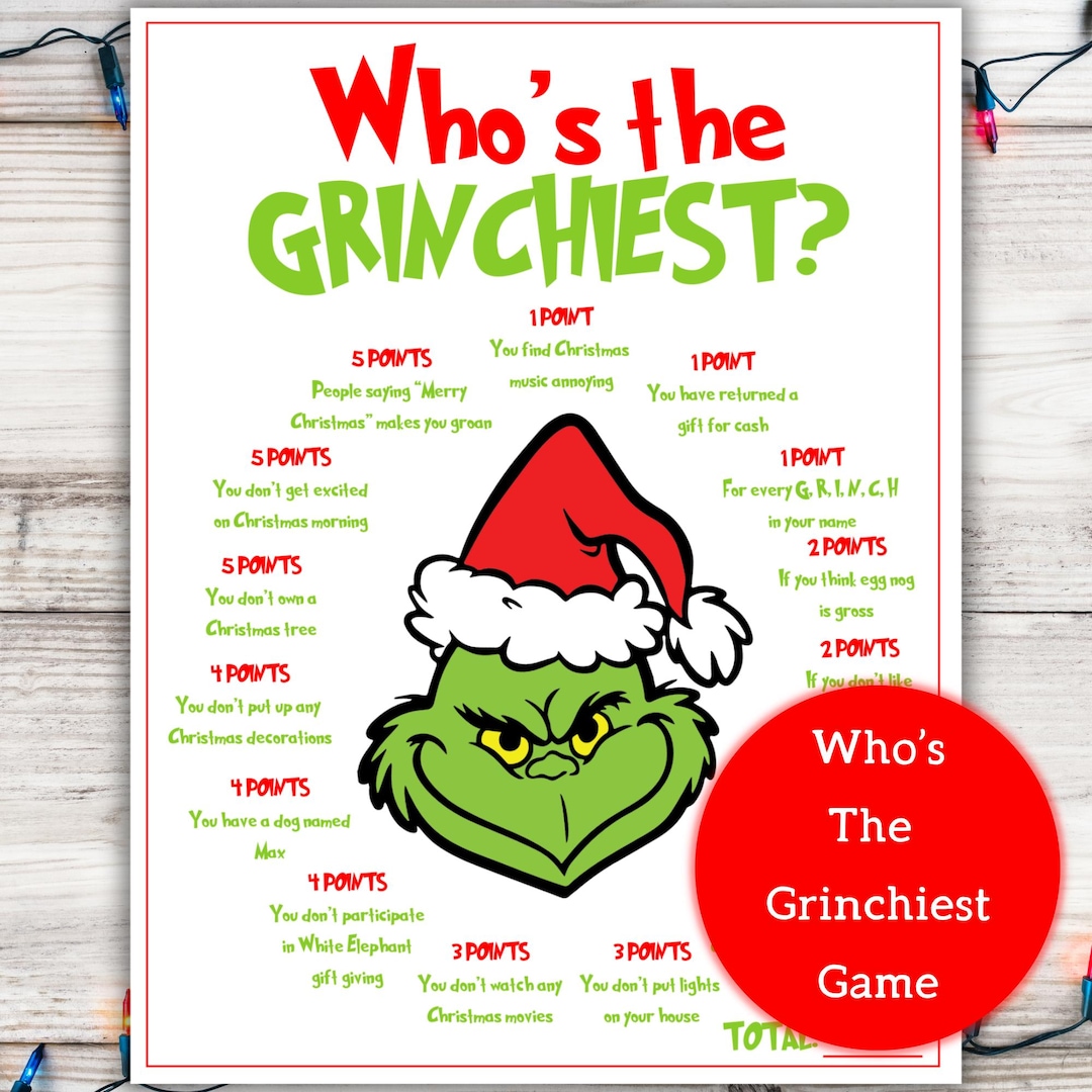 Who's the Grinchiest丨who is the Grinchiest丨grinchmas Printable Game丨 ...
