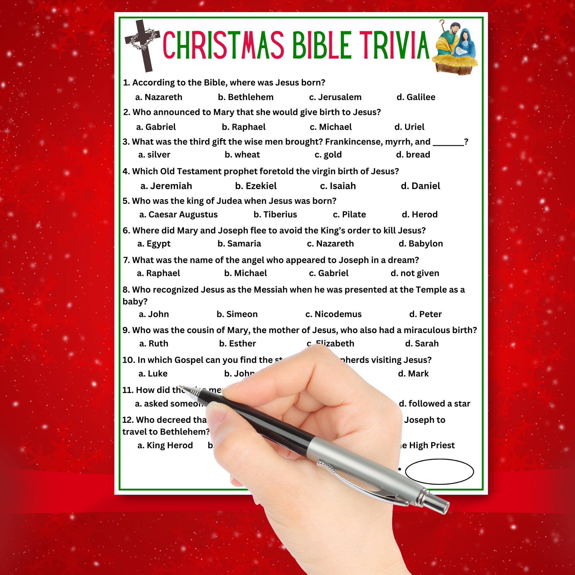 Christmas Bible Trivia Game丨printable Bible Trivia丨printable Christmas ...