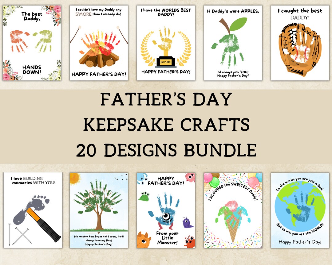 Fathers Day Handprint Craft Bundle | Fathers Day Art Craft Printable ...