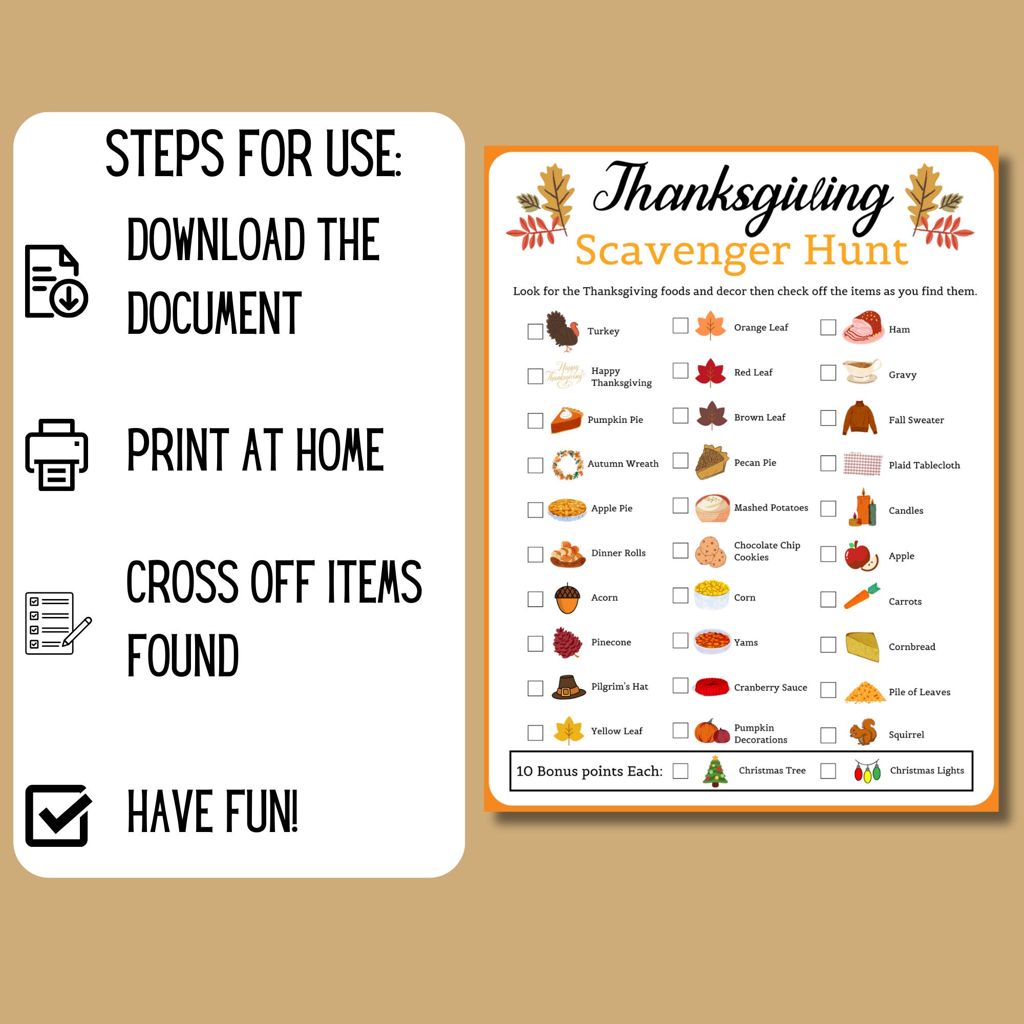 Thanksgiving Scavenger Hunt for Kids | Thanksgiving Scavenger Hunt ...