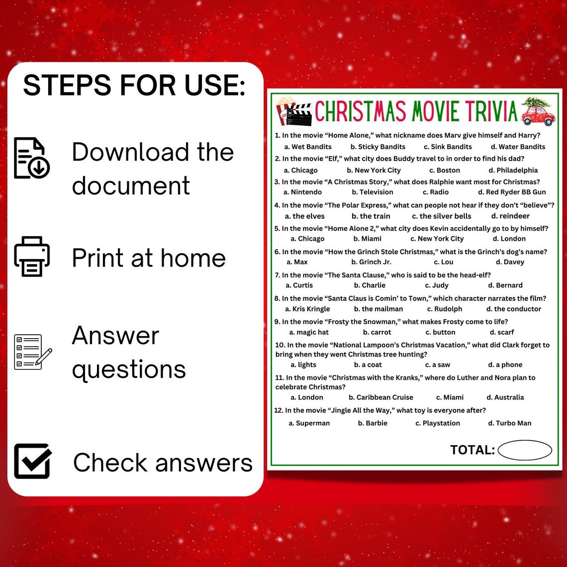 Christmas Movie Trivia Christmas Movie Trivia Game Christmas Party Game ...