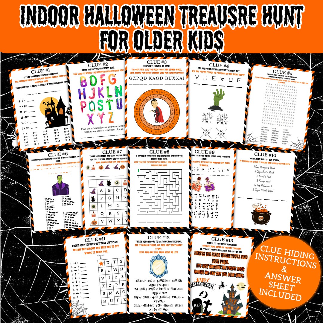 Indoor Halloween Treasure Hunt for Older Kids | Halloween Scavenger ...