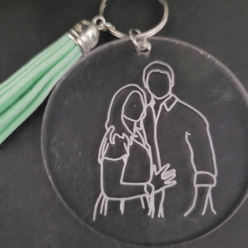 Personalized Photo Outline Engraved Acrylic Keychain - Etsy