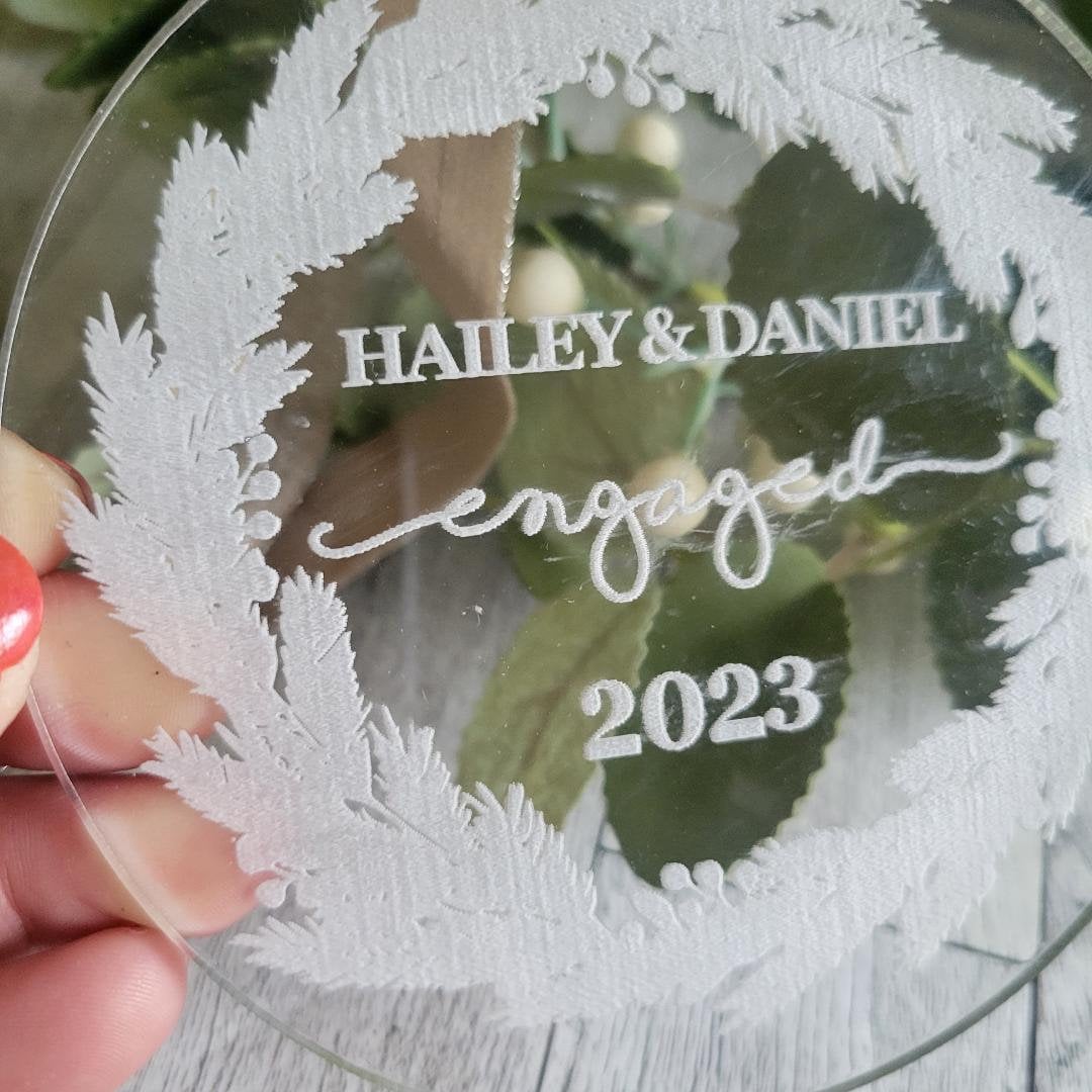 Personalized Engaged Couple Engraved Acrylic Ornament - Etsy